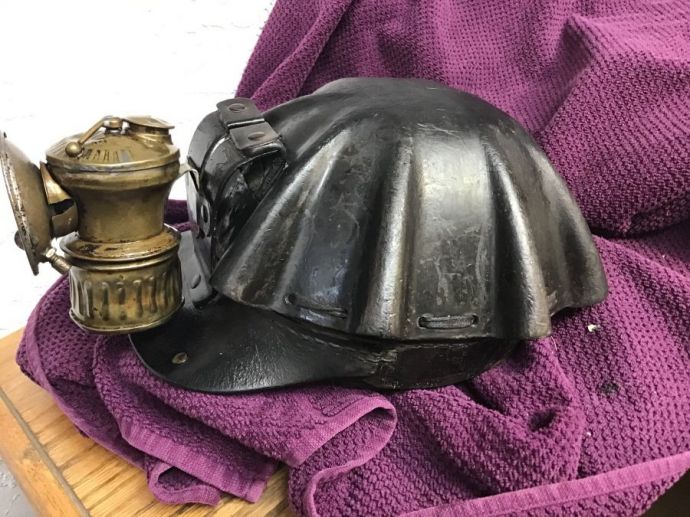 Antique Mining Helmets W/ Carbide Lights- Estate Find, Hard To Find ...